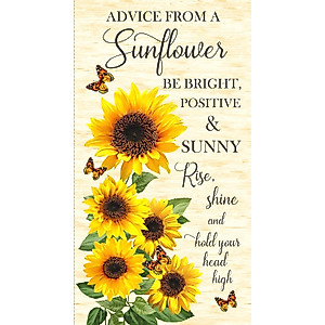 Advice from a Sunflower by Timeless Treasures Inspirational Flower Cotton Quilt Panel 23"" x 43"", CD2921-CREAM
