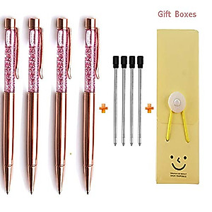 Ballpoint Pens,Rose Gold Metal Pen Refills Bling Glitter Sand glass Advertisement Pen Black Ink for Office Supplies
