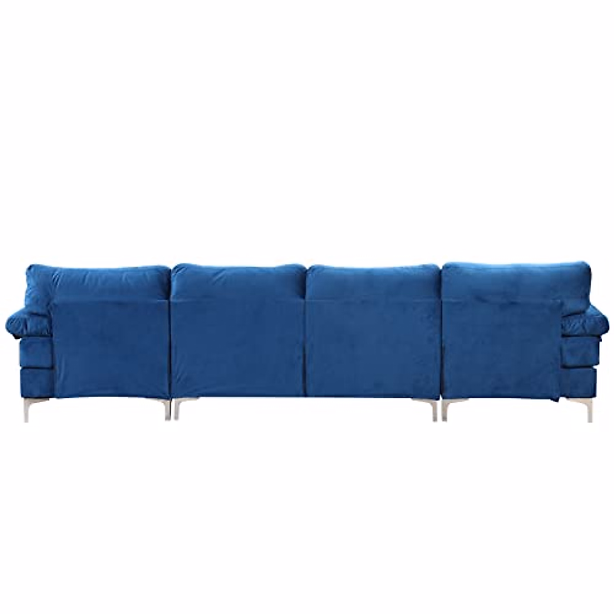 Divano Roma Furniture Modern Large Velvet Fabric U-Shape Sectional Sofa, Double Extra Wide Chaise Lounge Couch, Navy