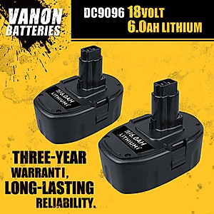 VANON DC9096 Battery Replacement for Dewalt 18V Battery XRP DC9098 DC9099 DE9096 DE9095 DW9096 DW9098 DW9095 DC9182