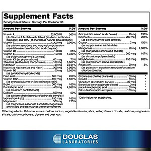 Douglas Laboratories Basic Preventive 5 | Iron-Free Highly Concentrated Vitamin, Mineral, Trace Element Nutritional Supplement with Antioxidants | 180 Tablets