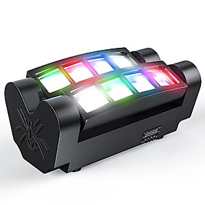 Stage Lights Moving Heads Dj Lighting Beam Spider Light 4 Color DMX 512, with DJ Lights Sound Activated, for Club, Dance Floor, Disco, Family Party, Wedding, DJ