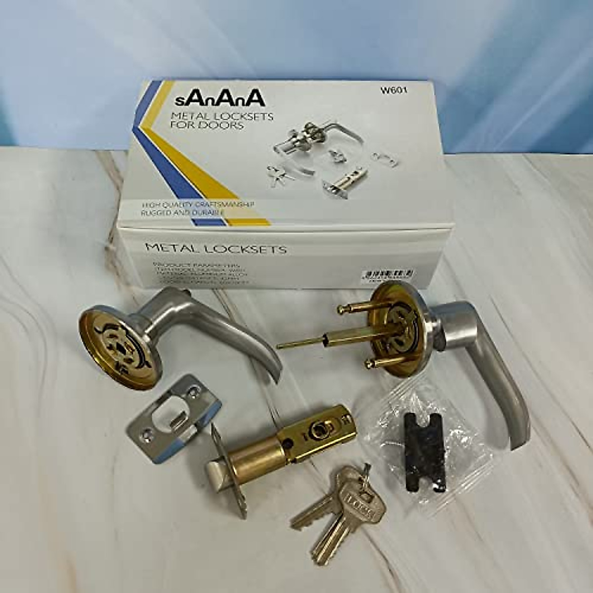 sAnAnA Metal Locks for Doors, with Removable Latch Plate, All Metal Roma Series Front Door Handle, Keyed Different, Satin Nickel