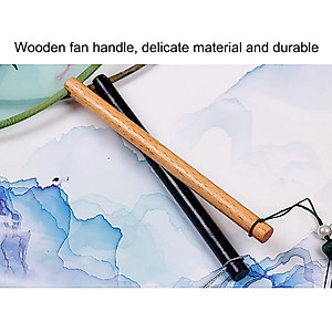 YUELAI Translucent Silk Embroidered Hand Held Fan, Chinese Round Fan, Ancient Hand Fan,Traditional Palace Paddle Dance Fan, Vintage Double-Sided Pattern Fan