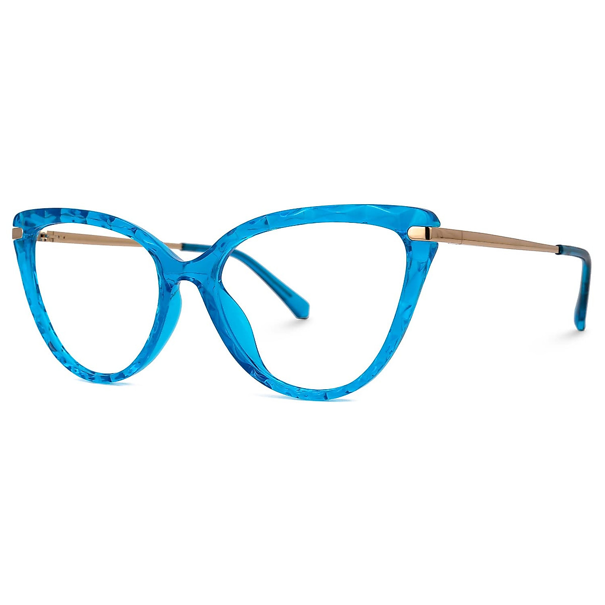 Zeelool Women's Trendy Crystal TR90 Oversized Cat Eye Glasses with Non-prescription Clear Lens Lucas ZOT652438-06 Blue