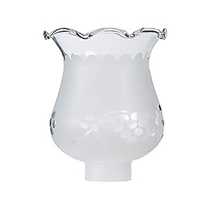 B&P Lamp 1 5/8 Inch Fitter Colonial Style Frosted and Etched Design Glass Lamp Shade for Vintage and Antique Style Lamps