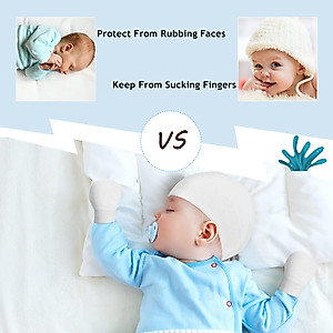 Century Star Newborn Hats Baby Hats and Mittens Knit Infant Baby Hat for Boys Girls Newborn Beanie and Mitten Set D Black&White&Grey&Dark Grey&Navy&Stripes 0-6 Months