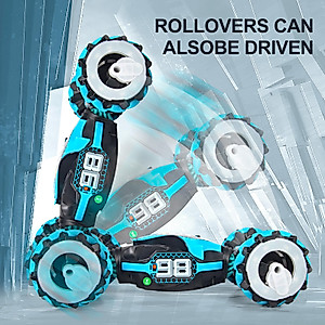 Boxgear 1:12 Gesture Sensing RC Stunt Car Off-Road, Four-Wheel Drive, Sports Mode, 40 Min Standby Suitable for Any Terrain, 2.4G Gesture Controlled Double-Sided Remote-Control Car Toy for Kids, Blue