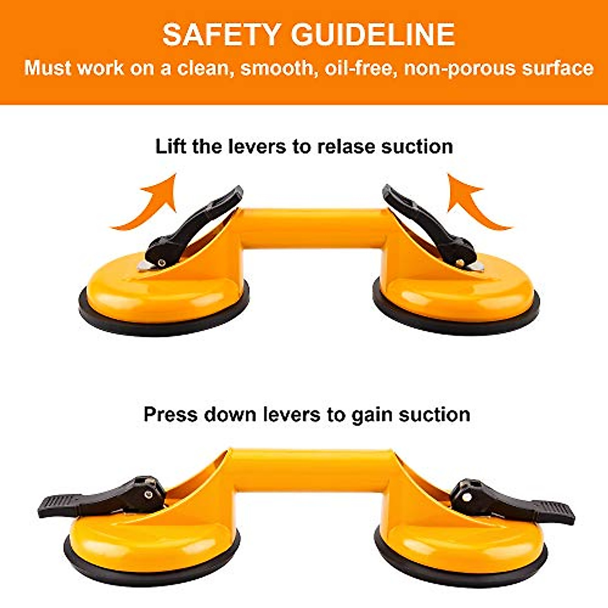 Floor Gap Fixer Tool for Laminate Floor Gap Repair Include Premium Quality Heavy Duty Aluminum Suction Cup and Fiberglass Handle Rubber Mallet (Yellow) - Can't Use on Scraped Surface Floor