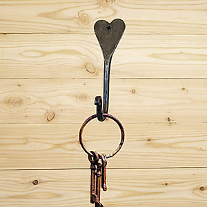 Hand Forged Heart Shape Metal Wall Hooks Wrought Iron Blacksmith Vintage Wall Hook Handmade Wall Mounted Rustic Hooks for Office and Home Classic Look Black Antique Finish Wall Hooks by Living Ideas