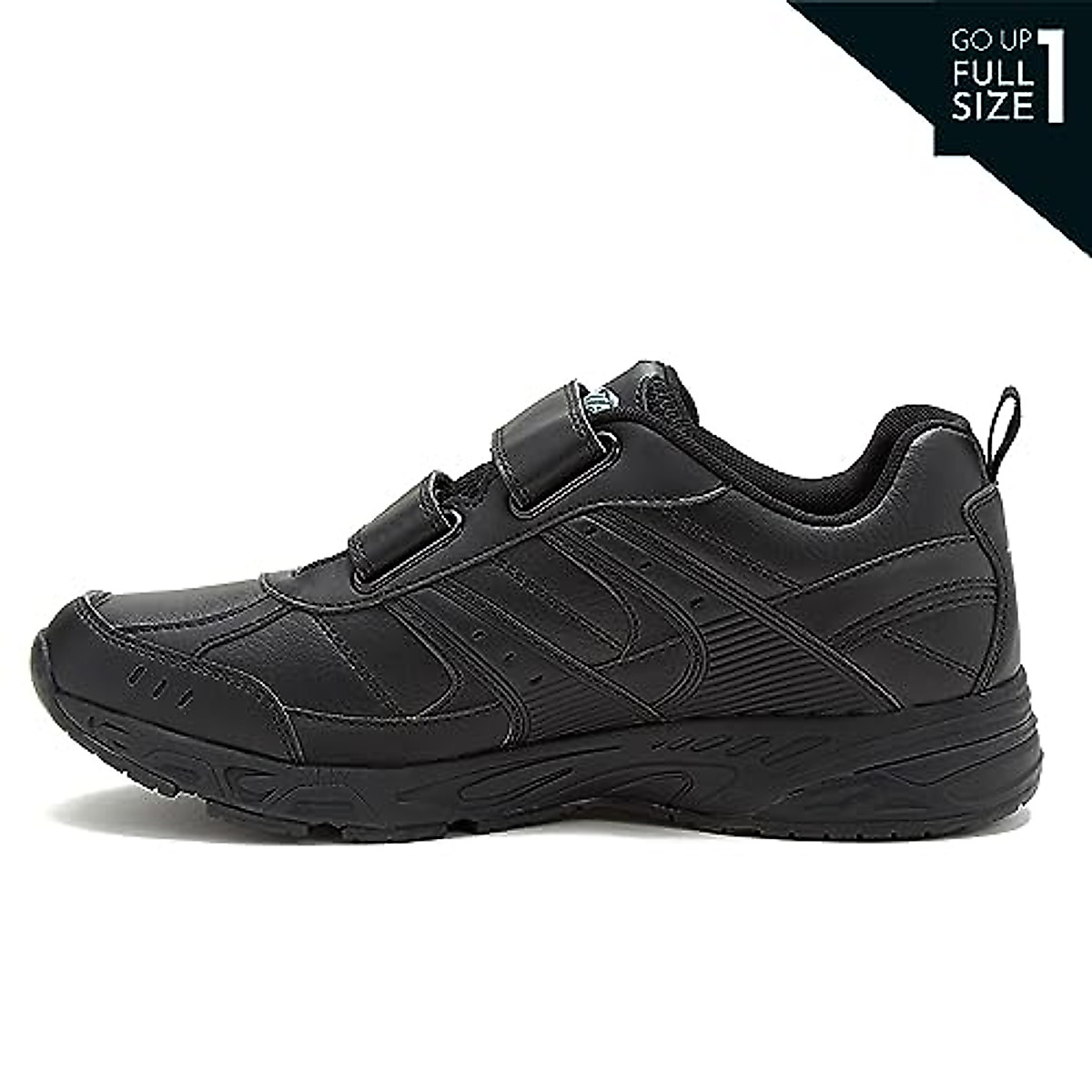 Avia Avi-Union II Strap Non Slip Shoes for Men, Hook and Loop Mens Walking Shoes with Memory Foam - Black/Dark Grey, 10.5 Wide