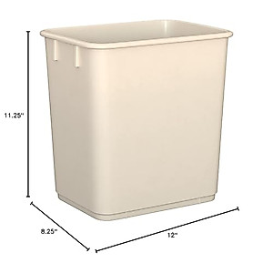 Krollen Industrial 13 Qt. / 3 Gallon Beige Rectangular Wastebasket/Trash Can for Bedroom/Office/Bathroom, Fits Under Desk/Cabinet/Sink Set of 6