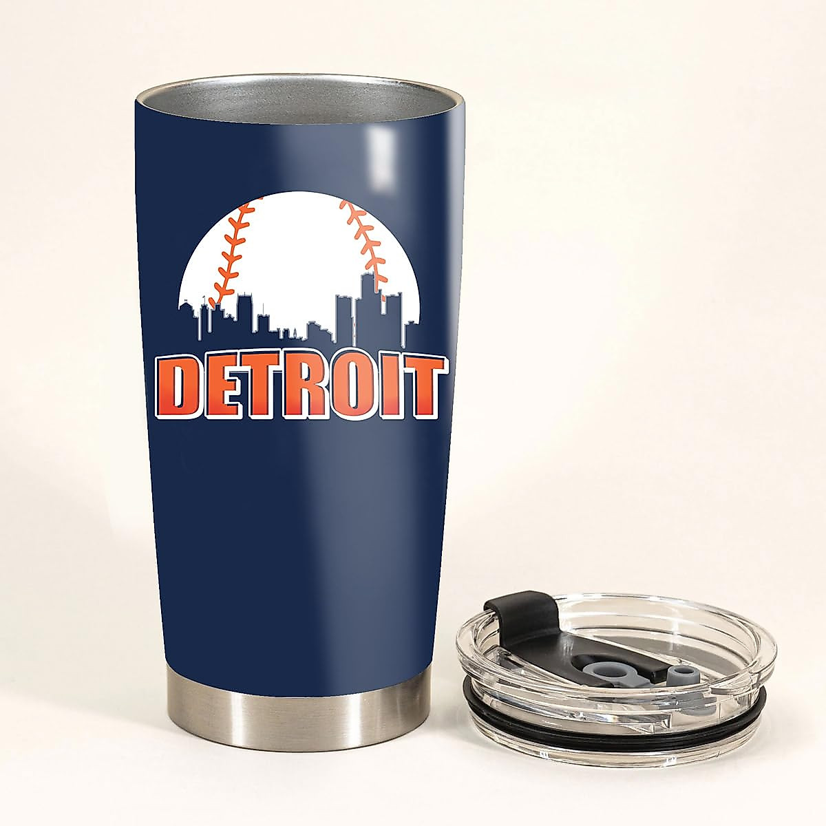 Schian Detroit City Skyline Legends Baseball Tumbler - Coffee Mug Insulated Tumbler With Lid - Mother's Day, Father's Day, Birthday, Christmas Gifts For Fans - 20 Oz| Stainless Steel