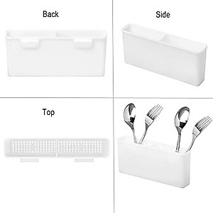 iPEGTOP Expandable Multifunctional Dish Drying Rack, Over The Sink, in Sink Or On Counter Dish Drainer Rack Organizer Shelf with White Utensil Silverware Holder, Rustproof Stainless Steel