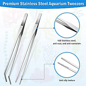 5 in 1 Aquarium Coral Feeder Kit, Luxiv 2 Pcs 60ml and 30ml Aquatic Reef Feeding Dropper with 10in Extender Pipe, 2 Pcs Stainless Steel Straight and Curved Aquarium Tweezers for Feeding Tongs