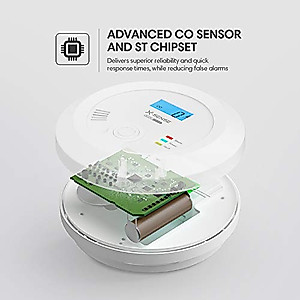 X-Sense Carbon Monoxide Detector Alarm, Replaceable Battery-Operated CO Alarm Detector with Digital Display, CO03B