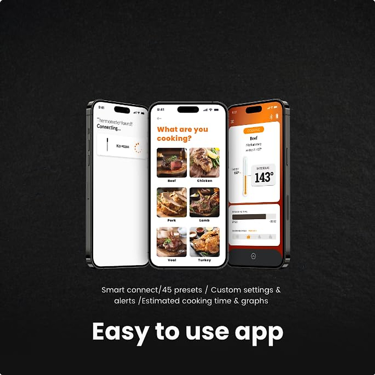 MASTRAD - Meat°it + - 100% Wireless Smart Meat Thermometer with Bluetooth Booster - Oven, BBQ, Grill, Smoker, Kitchen, Rotisserie