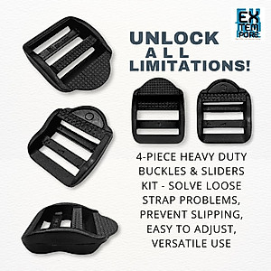4 Pcs 1 inch (25mm) Plastic Ladder Slider adjustable Lock Buckles, Plastic tension lock triglide, Plastic Replacement for Belt backpack strap adjuster replacement (Black)