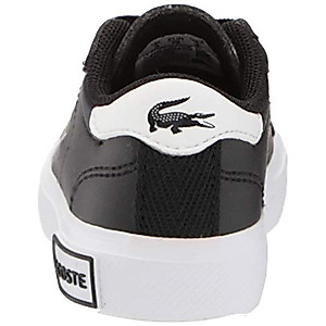 Lacoste Unisex-Child Powercourt Sneaker, Black/White, 5 Big Kid