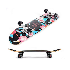 Amrgot Skateboards for Beginners,31 * 8 inches Complete Skateboards for Kids,Boys,Girls and Adults,7 Layer Maple Wood,Double Kick Deck Concave Standard and Tricks Skateboard