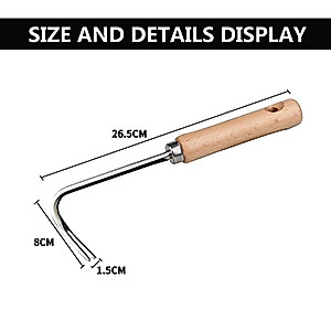 GETYIYI Weed Puller with V-Shape Weeder Weeding Tools for Garden Weed Removal Tool with Solid Wood Handle（Double Hook）