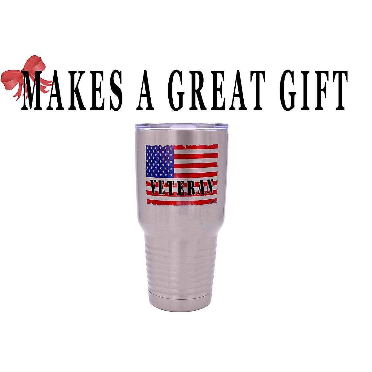 Rogue River Tactical USA Flag Military Veteran 30 Oz.Travel Tumbler Mug Cup w/Lid Vacuum Insulated Hot or Cold