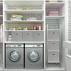 6 Pack - SimpleHouseware Foldable Cube Storage Bin with Handle, Grey