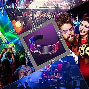 CLZFXS Led Glasses Light Up Glasses Led Visor Glasses 7 colors and 5 modes, Luminous Glasses for Halloween Cosplay Party Bar (Futuristic)