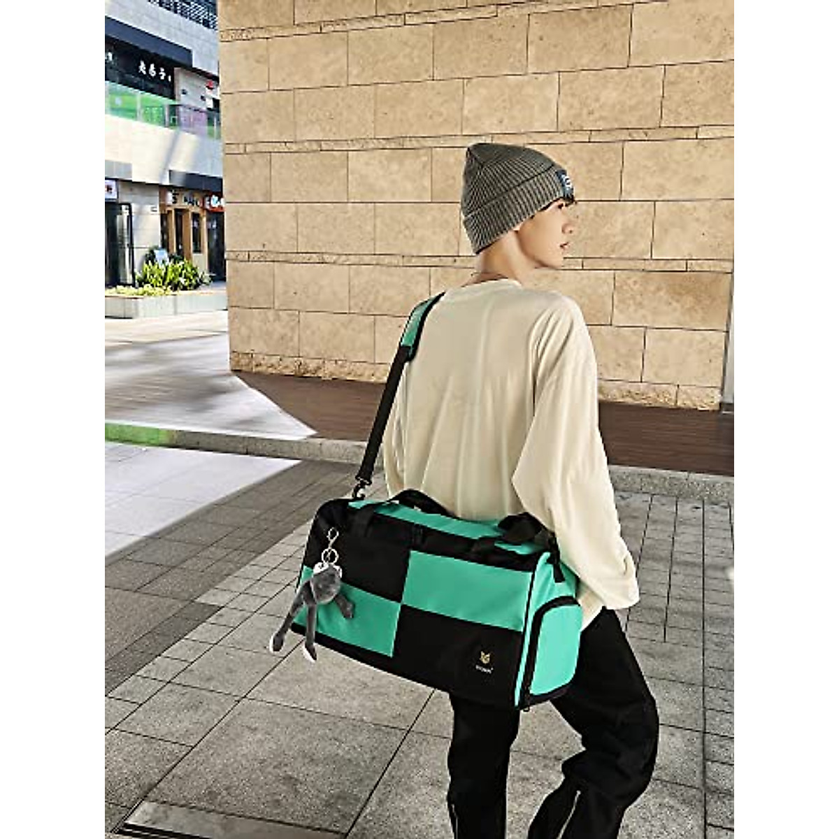 Large Travel Duffel Bag, Dry Wet Separation Sports Gym Bag with Shoes Compartment, Durable Oxford Bag for Men Women Weekender Overnight Bag, Carry-on Duffel Bag for Short Journey, Yoga, Gym (Green)