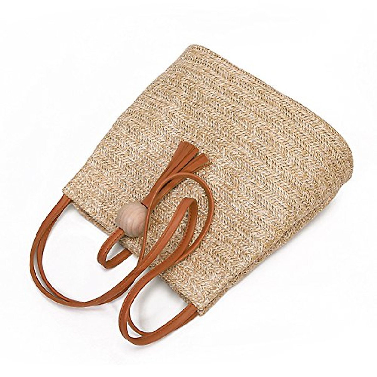 GL-Turelifes Medium Straw Bag Hand Weave Beach Handbag Summer Crossbody Shoulder Bags Bucket Tassel Totes for Women