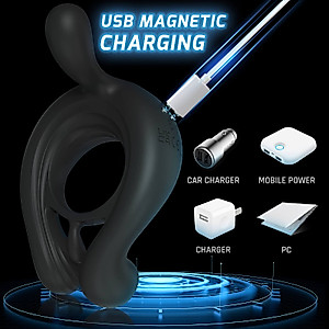 Vibrating Cock Ring 3 Bullets Penis Rings, 9 Vibration Modes Male Sex Toys, Remote Control Clit Stimulator Testicle Stimulation Mens Vibrator Adult Toys for Men Couples (Remote)