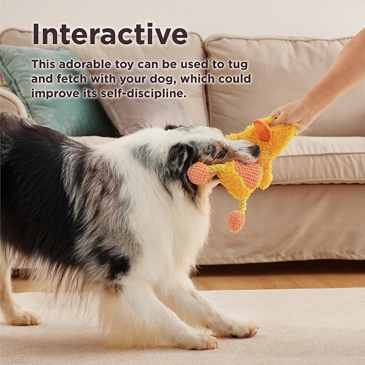 Lesure Plush Squeaky Dog Toys - Indestructible Stuffed Dog Toys for Aggressive Chewers with Tough Rope and Crinkle Paper for Puppies, Small Medium Large Pets, Duck, 1 Pack