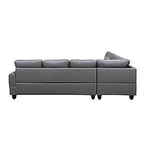 NOTOP 3-Piece Faux Leather L-Shaped Sectional Sofas, Button Tufted Upholstered Couch Set with Left Chaise Longue and Storage Ottoman, for Living Room, Home, Office, Dark Grey