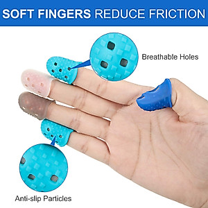 24 Pieces Rubber Fingers Tips Guard with 3 Sizes (S/M/L) Finger Protector Covers Caps for Paperwork, Cutting, Wax Carving, Guitar Playing and Office Supplies Tasks