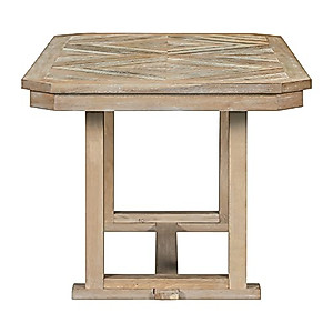 Goohome 6-Piece Rubber Dining Table Set, with Beautiful Grain Pattern Tabletop Solid Veneer and Soft Cushion, Bench Family Furniture for Home, Apartment, Kitchen, Natural Wood Wash