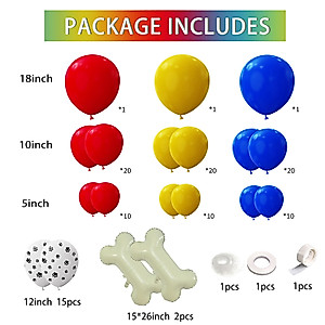 Paw Balloons Garland Kit with Balloon and Red Yellow Blue Dog Paw Latex Balloon Birthday Decorations,Baby Shower Decorations
