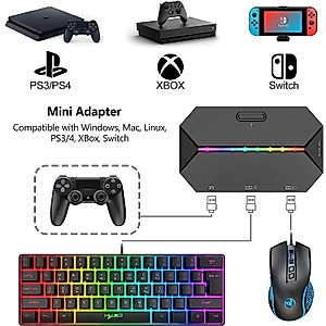 SELORSS Gaming RGB Wired Keyboard and Mouse Combo - USB Gaming Keyboard Compact 61 Keys RGB LED Backlit & Gaming Mouse 6400 DPI - Wired Switch Contoller for Nintendo,Windows PC Gamers,PS4-4 in 1