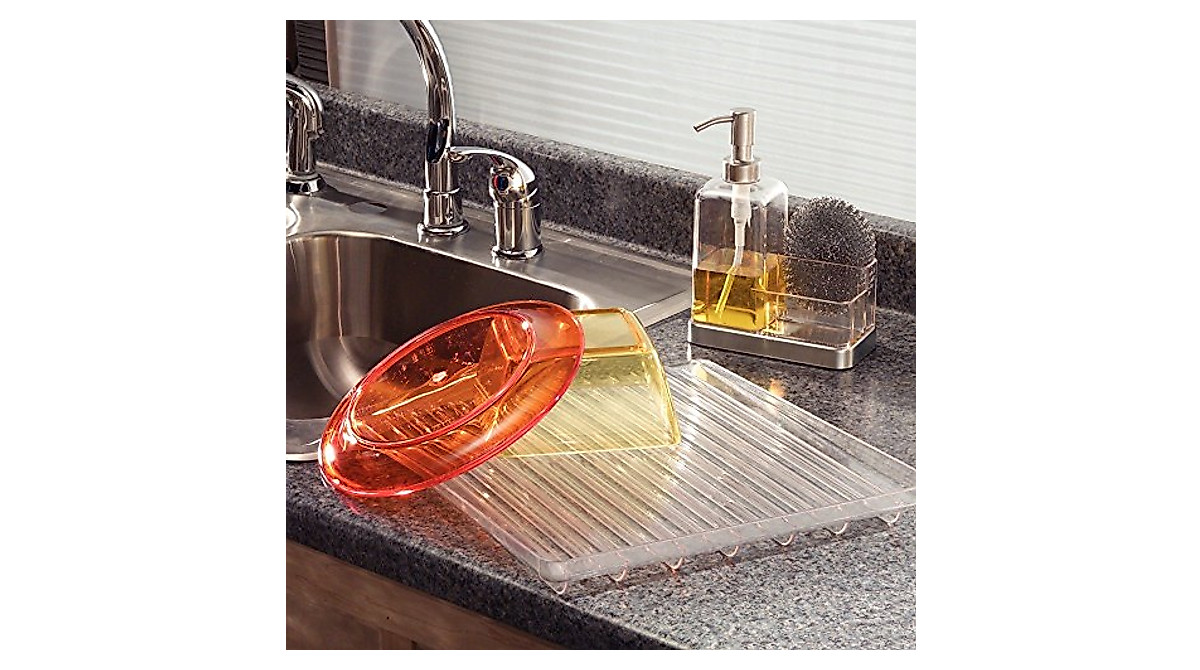 iDesign Forma Clear Dish Drainer | Compact Kitchen Storage
