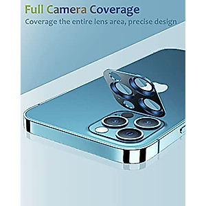 [2 Pack] Tamoria iPhone 12 Pro Max Camera Lens Protector Metal Plus Tempered Glass Camera Cover Oneness Design, Support LIDAR Scanner, Explosion-Proof iPhone 12 Pro Max 6.7 Inch Accessories Blue
