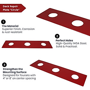 Waterline 3 Hole Escutcheon Deck Repair Plate for Kitchen or Bathroom Faucets - Universal Fit, 12 Inches, 14GA Steel | Sink Cover Baseplate Reinforces Counters and Provides Stable Faucet Maintenance