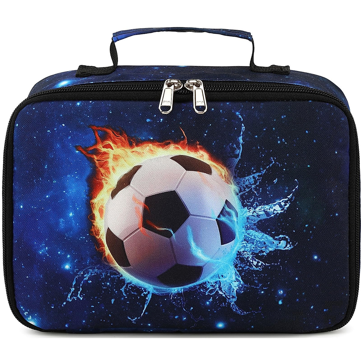 Kids Soccer Lunch Box Boys Girls Insulated Lunch Cooler Bag Reusable Lunch Tote Kit for School Travel
