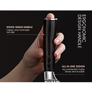 DRAGON ROIT Japanese Knives Set Damascus Pattern Chef Knife Set for Kitchen with Roll Bag, Sharp 14Pcs Stainless Kitchen Knife Set Brown Handle