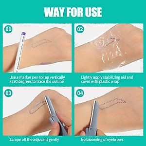 Zonon 5 Pieces Tattoo Tip Markers Skin Marker Pen Tattoo Pen in 0.5 mm and 1 mm with Paper Ruler for Skin, Eyebrow, Lips (2 Single Head, 3 Double Heads)