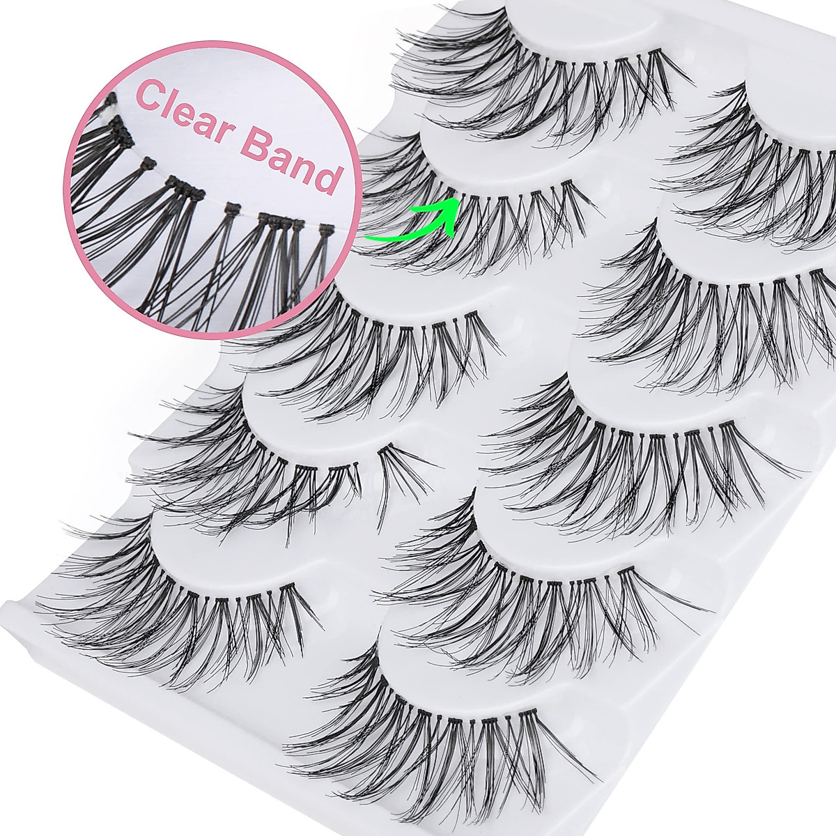 False Eyelashes Glamour Fake Lashes Reusable 100% Handmade (5 Pairs)