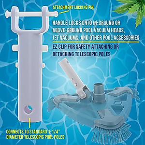 U.S. Pool Supply 2 Premium Pool Vacuum Head Replacement Handles - Sturdy Plastic Handles with Butterfly V Clips & Locking Pins - EZ Clips, Attach to Pool Accessories & Standard 1-1/4" Telescopic Poles