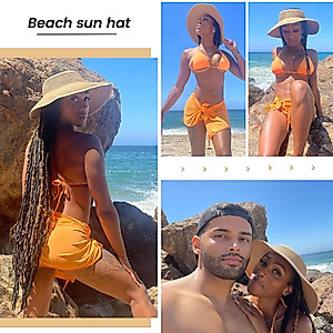 Beach Hats for Women Foldable Womens Visor Sun Hat Womens Wide Brim Hats for Women Fashionable Hats with Ponytail Hole On Top UV Protection Fishing Hat, Natural