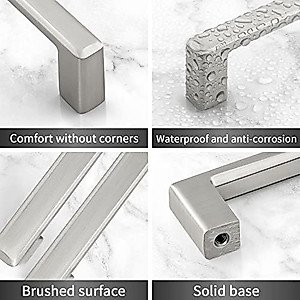 KLOOSE Brushed Nickel Cabinet Pulls 3.75 Inch Hole Centers 10 Pack Kitchen Cabinet Handles Solid Square Bar Drawer Pulls Cabinet Hardware Dresser Handles