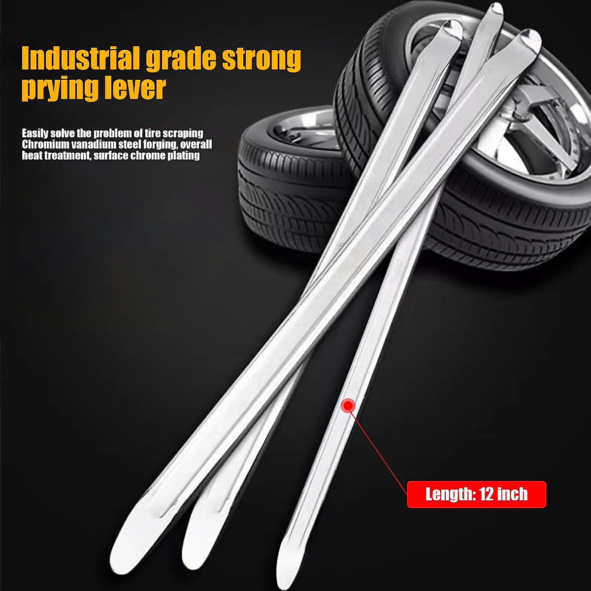 GKmow 3 PCS Car Tire Iron Kit, Tire Scoop Spoons Crowbar Lever, Rim Protectors Kit, Universal Tire Repair Maintenance Tools for Most Cars Motorcycles (Silver)