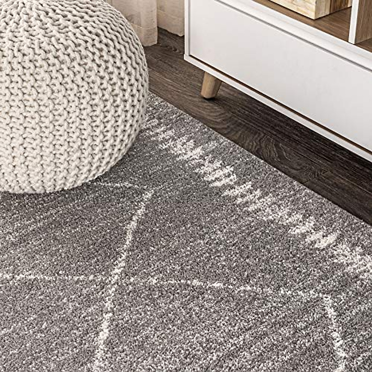 JONATHAN Y MOH203C-8 Zaina Moroccan Beni Souk Indoor Farmhouse Area-Rug Bohemian Minimalistic Geometric Easy-Cleaning Bedroom Kitchen Living Room Non Shedding, 8 X 10, Gray,Cream