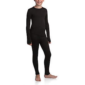 Eddie Bauer Thermal Underwear For Kids - 2 Piece Performance Base Layer Underwear Set For Boys and Girls (5-16), Size 10-12, Black